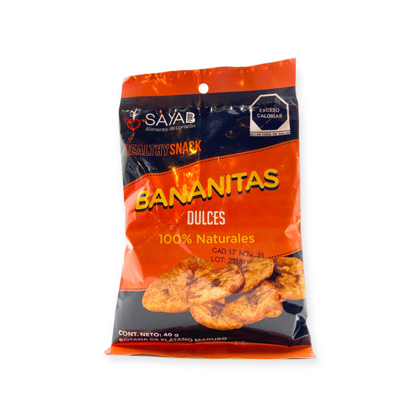 Chips de plátano dulces bananitas Sayab 40 g – Jung Real Food