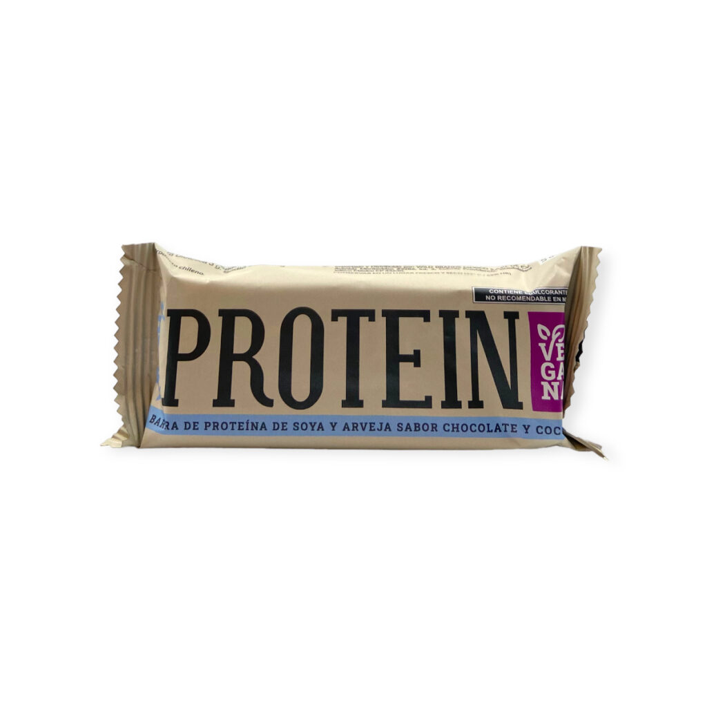 Barra de proteína de soya y arveja sabor chocolate y coco Wild Protein ...